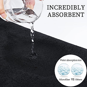 ProHomTex Microfiber Hair Drying Salon Towels, Set of 2 (20‘' x 40'') Professional Super Absorbent Quick Dry (Black)