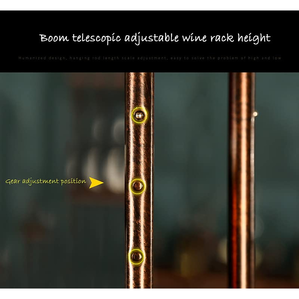 Wine Glass Holder Creative Hanging Wine Glass Holder Upside Down Wine Glass Holde Hanging Wine Glass Holde -47.3", Can Hang 30 Glasses and 11 Red Wine Bottles