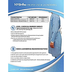 NYOrtho Non-Surgical Reusable Washable protective Isolation Gown Level 2 (1 pack)