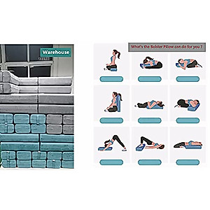 NGT new guide steps Yoga Bolster Pillow for Meditation and Support - Rectangular Yoga Cushion Foam Wedges Washable Suede Pillowcase for Men and Women with Carry Handles.(Grey Soft Fabric)