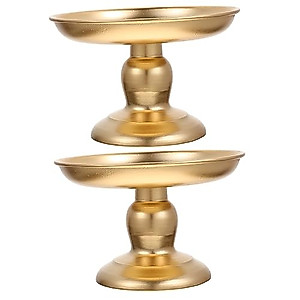 NOLITOY 2pcs Snack Anniversaries Center Tray Display Bowls Cups Plate Dish Decoration Wedding Snacks Salad Metal Plates Pedestal Container Round Trifle for Party Birthday Weddings