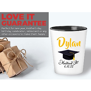 Bubble Hugs Custom Graduation 2021 - Graduation Cap Shot Glass 1.5 oz as Party Supplies, Graduation Decorations, School College