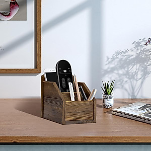CEDAR ALPHA Wood TV Remote Holder,Wooden Remote Control Caddy,3 Slot Office Supply Organizers,Farmhouse Remote Control Holder TV Remote Caddy,wood storage, desk organizer, pencil holder
