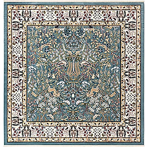 Unique Loom Narenj Collection Area Rug - Bristol (10' Square, Blue/Beige)