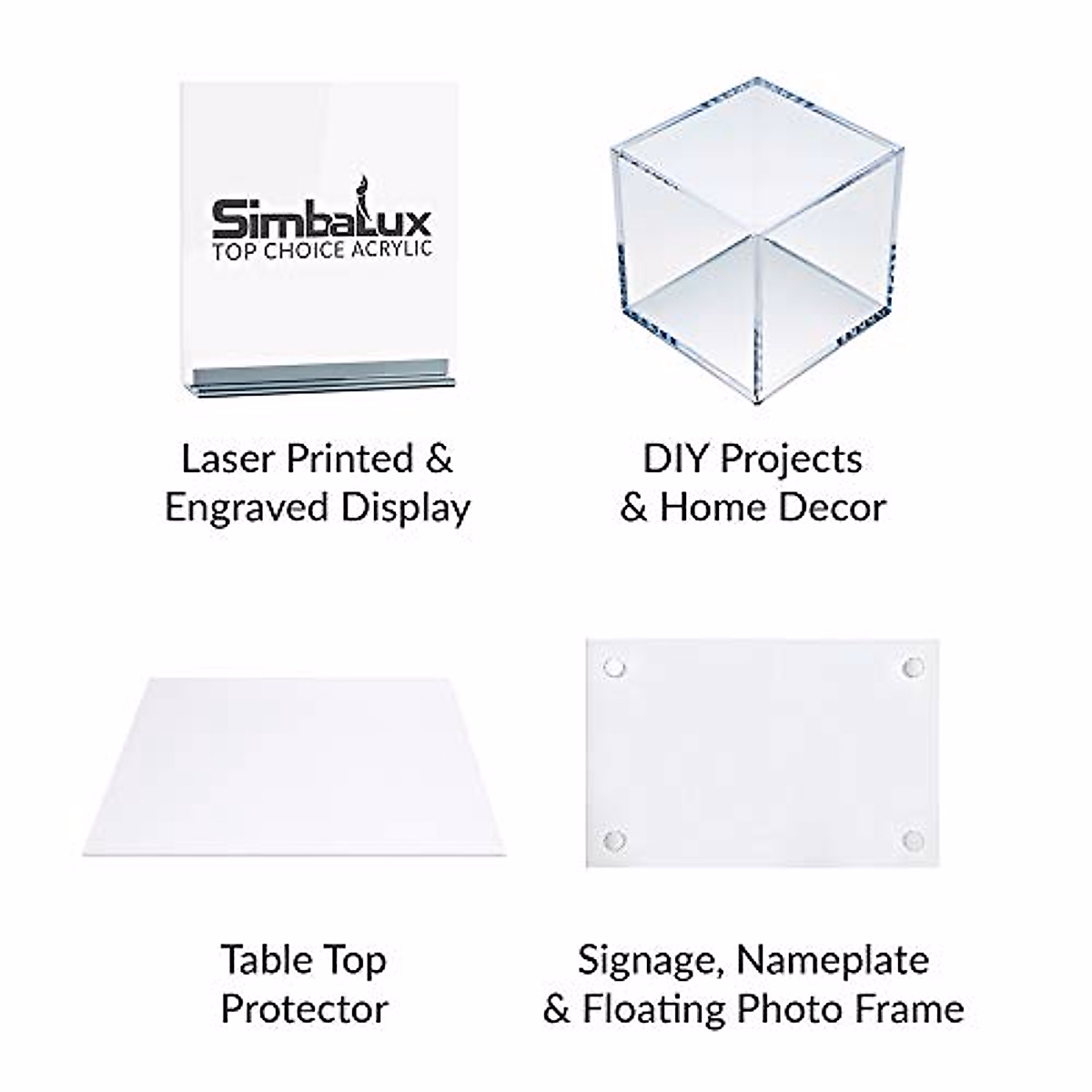 SimbaLux Acrylic Sheet Clear Cast Plexiglass 12” x 12” Square Panel 3/8” Thick (10mm) Transparent Plastic Plexi Glass Board with Protective Paper for Signs, DIY Display Projects, Craft, Easy to Cut