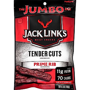 Jack Link's Tender Cuts, Prime Rib Flavor, 5.6 Oz Sharing-Size Bag and Jerky Snack with 11g of Protein and 70 Calories, Made with Premium Beef, 96 Percent Fat Free