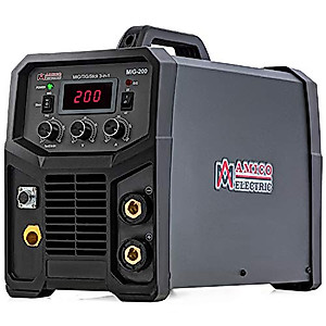 Amico MIG-200, 200-Amp MIG/MAG/Lift-TIG/Stick Arc Combo DC Inverter Welder, Compatible Spool Gun SPG15250 Full Size Grey