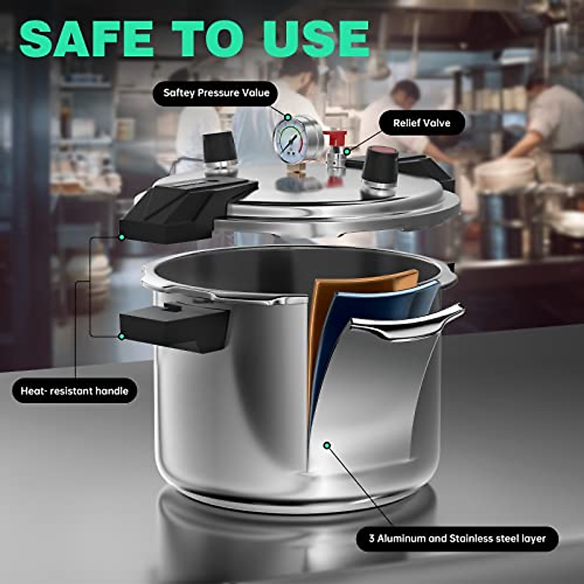 Wantjoin Pressure Cooker, Commercial Aluminum canner Pressure Cooker, Silver,16 Quart (15L)