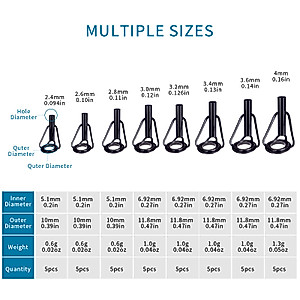 Hifisher Fishing Rod Tip Repair Kit: 40pcs 8 Sizes Top Guides,1oz Epoxy Resin, Brush, Measure Cup, Fishing Rod Guides Replacement kit, Stainless Steel Ceramic Ring Guide Tips