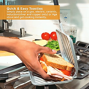 Breakfast Sandwich Maker Grill Press, Grilled Cheese Maker Panini Press Sandwich Toaster Presser - Stove Top Nonstick by Jean Patrique (Silver)