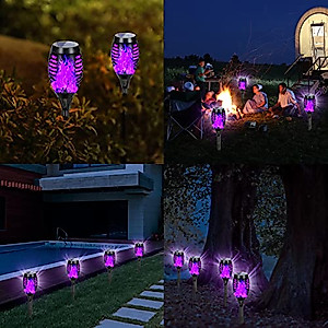 AOUNQ Solar Lights Outdoor Waterperoof Purple,【2023 Upgraded 】Outdoor Solar Torch Lights with Flickering Flame, 12Pack Mini Solar Outdoor Lights for Garden Yard Patio Pathway Decoration - Auto On/Off