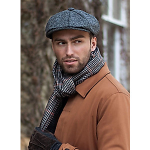 Dents Mens Abraham Moon Tweed 8 Piece Cap - Pewter Grey - Extra Large