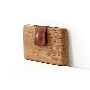 IPPINKA Wood Wallet, Oak Wood with Leather Pull-Out Strap, Minimalist Wallet for Men or Women, Slim Card and Money Bill Holder