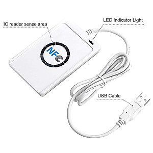 NFC ACR122U RFID Contactless Smart IC Card Reader Writer, ACR122U NFC RFID Contactless Smart Reader & Writer/USB + 5X IC Card ACR122U RFID Smart Card NFC