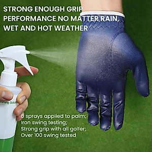FINGER TEN Golf Gloves Men Left Hand Rain Grip Glove for Right Handed Golfer Value 3 Pack, All Weather Durable Grip Size Small Medium Large XL White Black Blue (Navy, Medium/Large, Left)