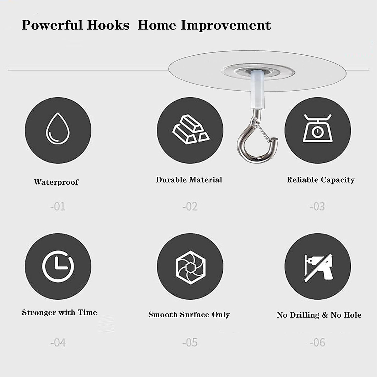 Generic 1 Pcs Adhesive Ceiling Hook - Weight-Bearing Stick-On Ceiling Hook, Sticky Ceiling Hook | Drill Free Hanging Ceiling Hook with Safety Clasp, Water Resistant Hooks for Ceiling Plants Chimes