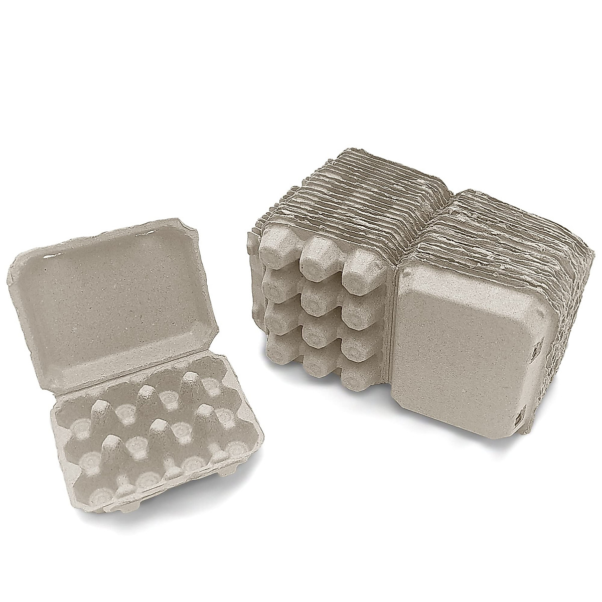 Henlay Quail Egg Cartons - Recycled Cardboard Paper Pulp 3x4 Square Style - Holds One Dozen Eggs (30)