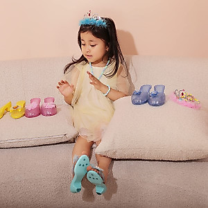Princess Dress Up Shoes and Jewelry Boutique - 4 Pairs of Play Shoes and Pretend Jewelry Toys Accessories Play Gift Set for Toddlers Little Girls Aged 3,4,5,6 Year Old