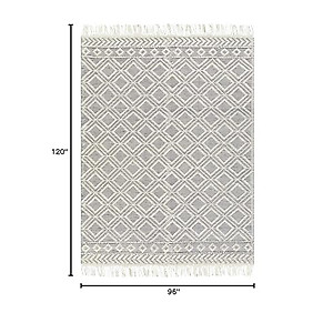 Hauteloom Glastonbury Wool Living Room, Bedroom Area Rug - Traditional, Transitional - Gray, White - 8' x 10'