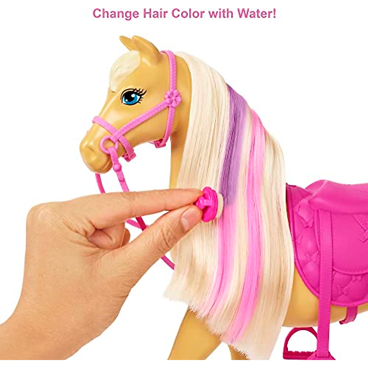 Barbie Groom 'N Care Horse Playset with Blond Doll, 2 Nodding Horses & 20+ Accessories, Style Color-Change Manes with Tool & Clips