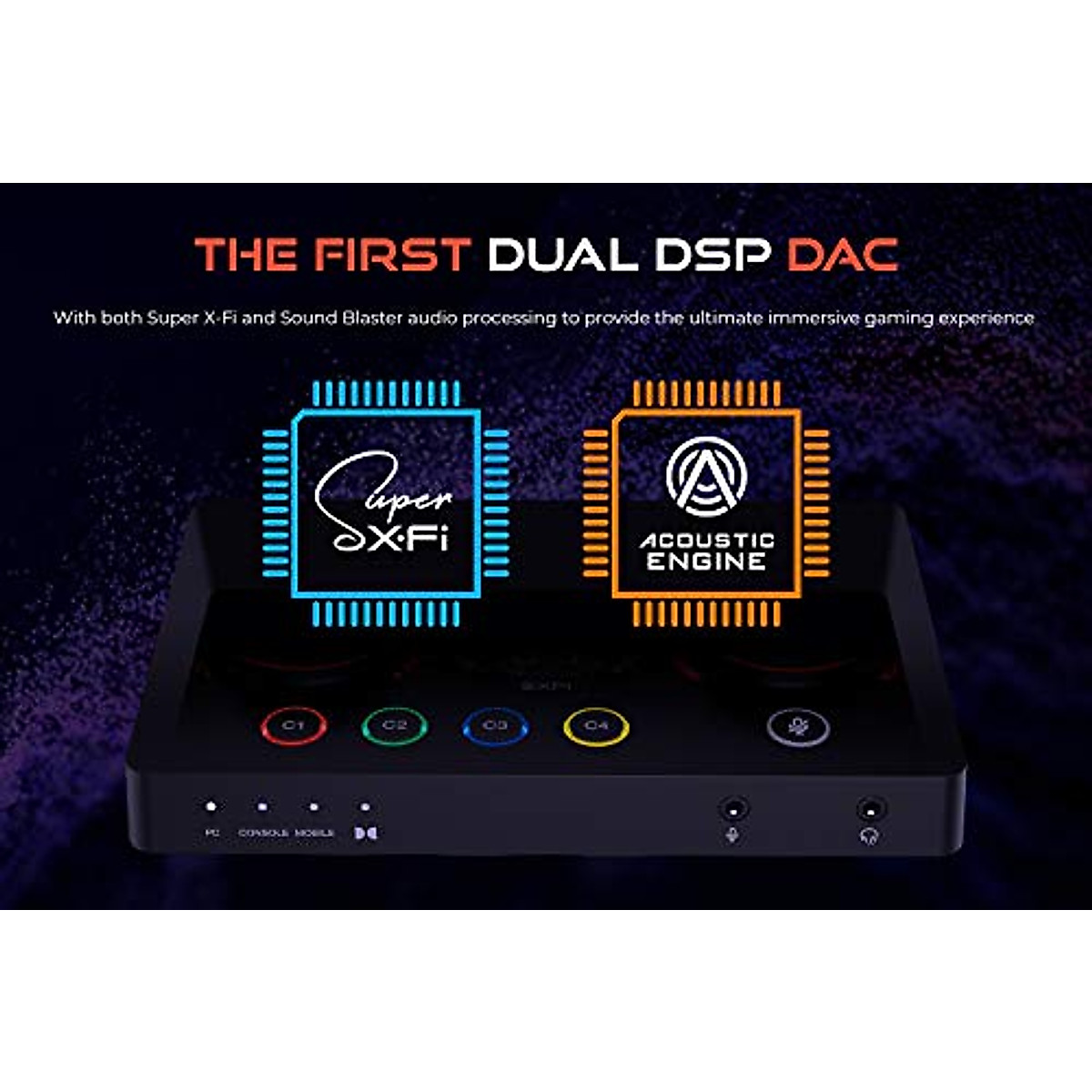 Creative Sound Blaster GC7 Game Streaming DAC Amp ft Programmable Buttons, Super X-Fi, 7.1 Virtual Surround, Battle Mode, Scout Mode, GameVoice Mix, for PC, PS4/PS5, Nintendo Switch, Xbox