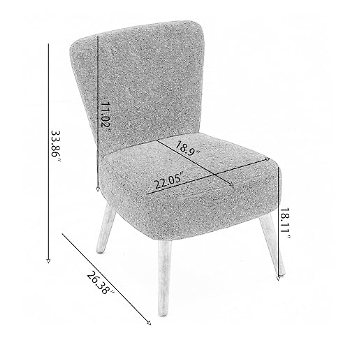 Dark Grey Accent Chair, Unique Chairs Armless Wool Comfy Modern Home Furniture for Living Room 26.38" L X 22.05" W 33.86" H