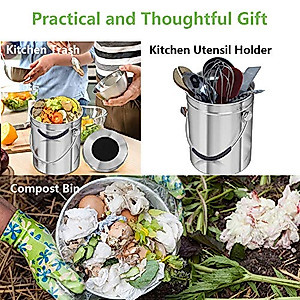 Compost Bin Countertop, Composter Bucket with Lid Abakoo 1.6 Gallon Stainless Steel Kitchen Waste Pail Plus 4pcs Bonus Charcoal Filters Clean & Odor Free