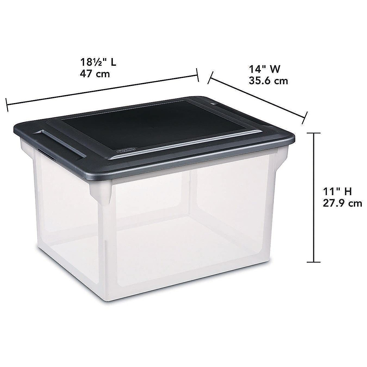 STERILITE 18689004 18.5" X 14" X 11" File Box Clear Base With Black Lid (Pack of 1)