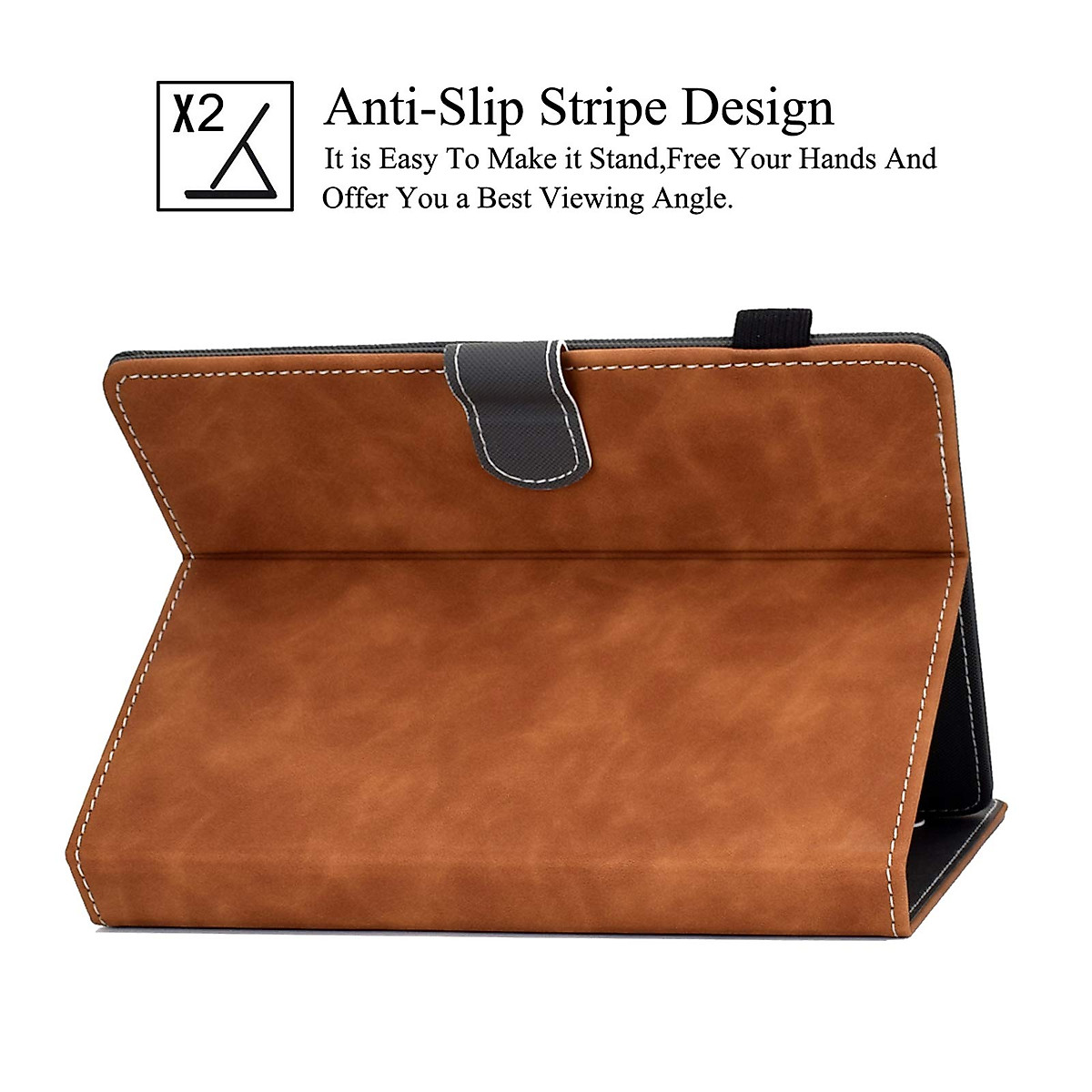 REASUN Case for 10.0 Inch Tablet, PU Leather Folding Stand with Card Slots Case for Galaxy Tab 9.6/9.7/10.1/10.4,iPad 9.7/10.2/10.5 inch,Kindle HD10 and More 10 inch Android Tablets, Brown