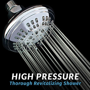 ShowerMaxx Luxury Spa Series Shower Head, 6 Spray Setting, 4.5 Inch Adjustable High Pressure Shower Head Fixture for Hard Water, 360-Degree Tilt Massage Shower System - Polished Chrome Shower Head