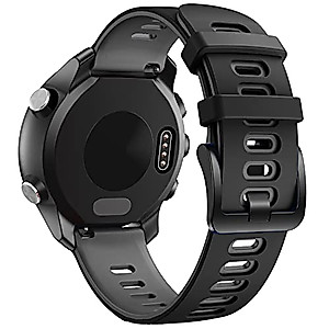 NotoCity for Vivoactive 3, Galaxy Watch 4 Galaxy Watch 5/Pro, 20mm Silicone Replacement Band for Forerunner 245/645, Galaxy Watch 4 Classic Watch 3 41mm/ Active 2(black-gray)