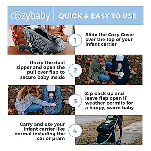 Cozy Cover Infant Car Seat Cover (Gray Quilt) - The Industry Leading Infant Carrier Cover Trusted by Over 6 Million Moms Worldwide for Keeping Your Baby Cozy & Warm