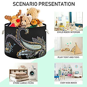 ALAZA Paisley Flower Indian Ethnic Storage Basket Gift Baskets Large Collapsible Laundry Hamper with Handle, 20x20x14 in
