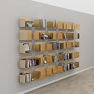 Metal Floating Shelf, U Shape Bookshelf, Wall Mounted Storage Shelves for Bathroom, Bedroom, Kitchen, Single/Multiple Use, perforate Installation (Color : Gold, Size : 40cm(6 pcs))