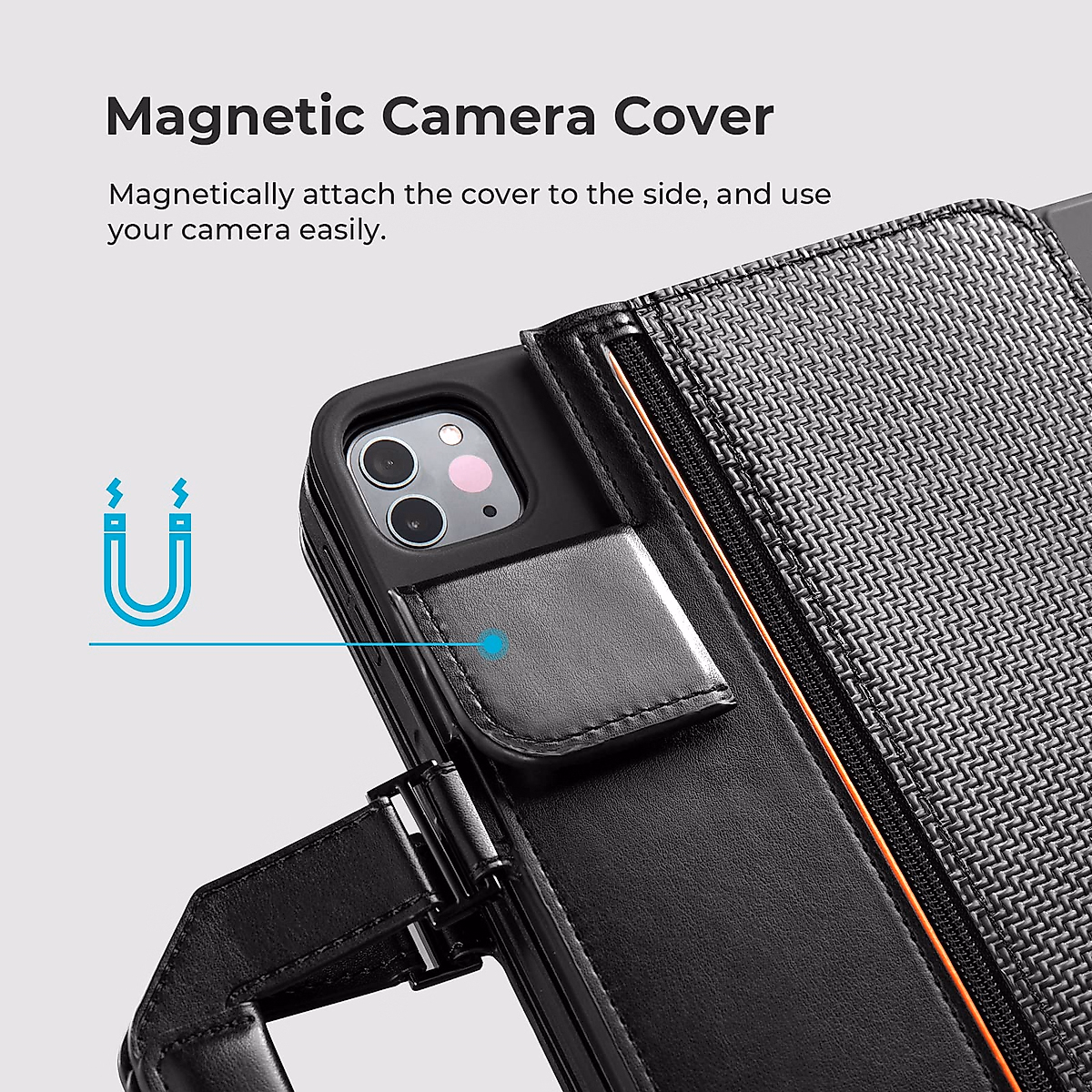 PITAKA iPad Pro 12.9 Sleeve Compatible with Magic Keyboard iPad Pro 12.9 Inch, Minimalist iPad Pro 12.9 Bag, Carbon Fiber, and PU Leather Made, Black