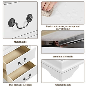 Yaheetech Fully-Assembled Nightstands Set of 2, 2-Drawer Nightstands Large Classic Bedside Tables with Storage, Wooden Painted Storage Cabinet for Bedroom, 21.5″L×16″W×24.5″H, White