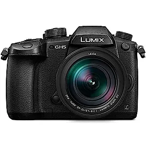 Panasonic LUMIX GH5 4K Mirrorless Digital Camera with Leica 12-60mm Lens, (DC-GH5LK), Bundle with LED Light, RODE VideoMicro Mic, Backpack, Battery, Charger, 128GB SD Card + Accessories