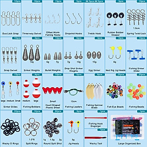 SMMYMGF Fishing Tackle Box with Wacky Rig Tool,Saltwater and Freshwater Lures Fishing Gear Kit Including Fishing Accessories and Fishing Equipment for Bass,Trout, Salmon (253pcs Fishing Tackle Box)