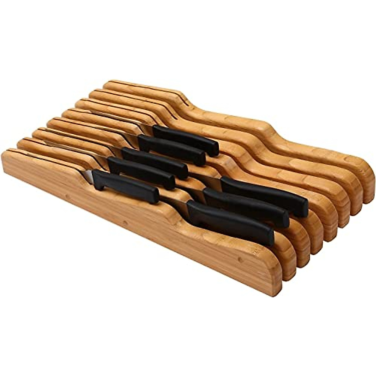 YBM Home in Drawer Bamboo Kitchen Knife Storage Block, Knife Organizer and Holder 317
