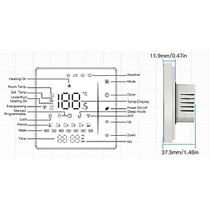 Household Smart Thermostat Programmable App Voice Control Electric Intelligent Floor Heating Temperature Controller for ZigBee AC 95‑240V White