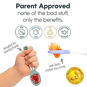 Baby Spoons, Feeding Littles, Silicone Pre-Spoon for Kids Aged 6+ Months - First and Second Stage Spoons, Baby Led Weaning, Teething Spoons, Infant Feeding - Toddler Utensils - 2 Spoons, (Pink/White)