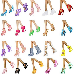 BJDBUS 1 Doll Shoes Rack Shelf + 20 Pairs Shoes Set Accessories High Heel Boots Sandals Assorted Furniture for 11.5 Inch Girl Doll