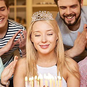 AOPRIE Birthday Girl Tiara for Women Gold Birthday Girl Headband Happy Birthday Tiara and Crown for Women Rhinestone Crystal Decor …