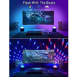 Ljnyiwan 2 PCS Gaming Lights, RGB Lighting with Music Sync, Gamer Gifts, Gaming Room Decor, Multiple Colors 2-in-1 Effect LED Lights