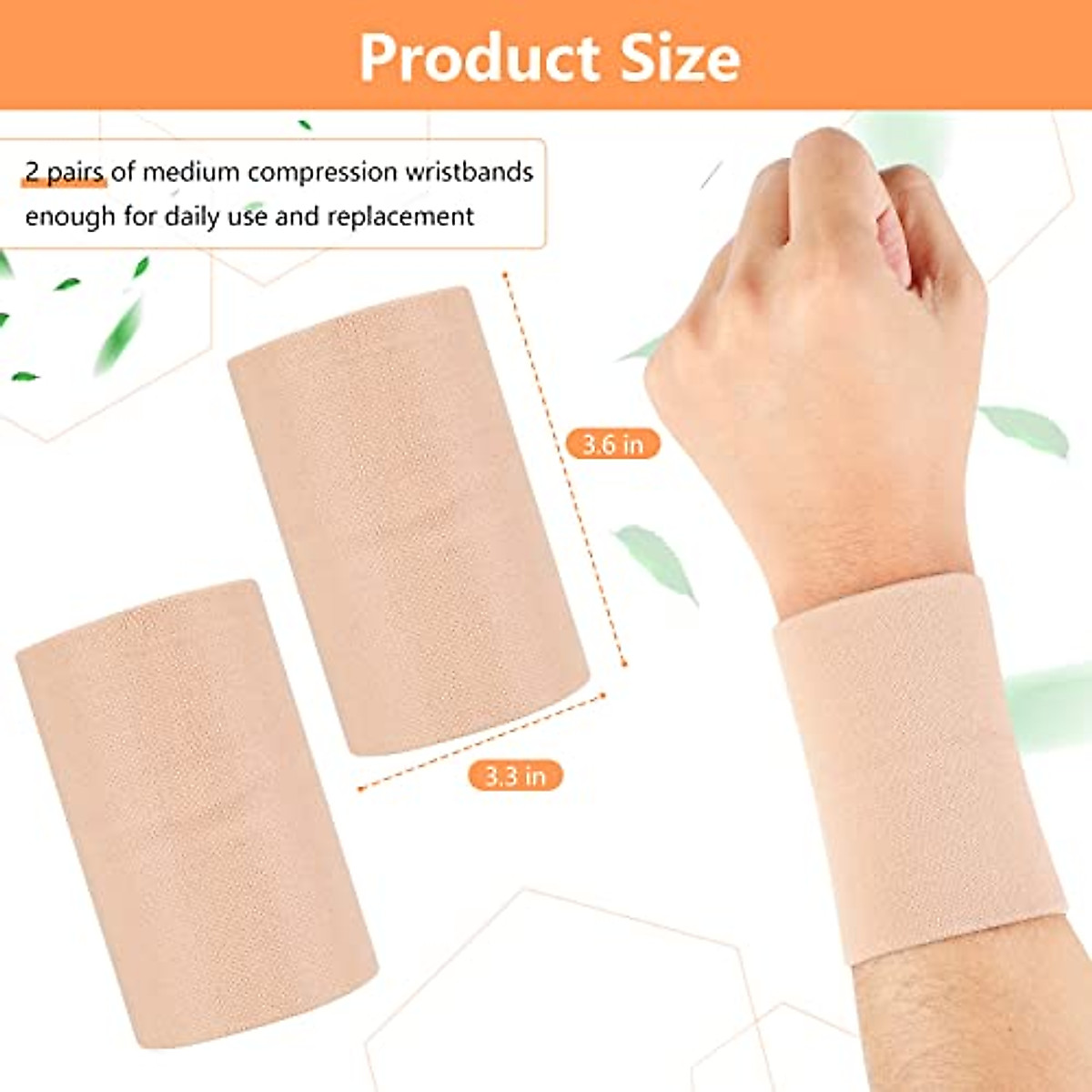 SATINIOR 2 Pairs Compression Wrist Sleeve Compression Wrist Brace Wrist Supports Wrist Wraps Elastic Wristbands for Men and Women Tennis, Tendonitis, Carpal Tunnel (Beige, Medium)
