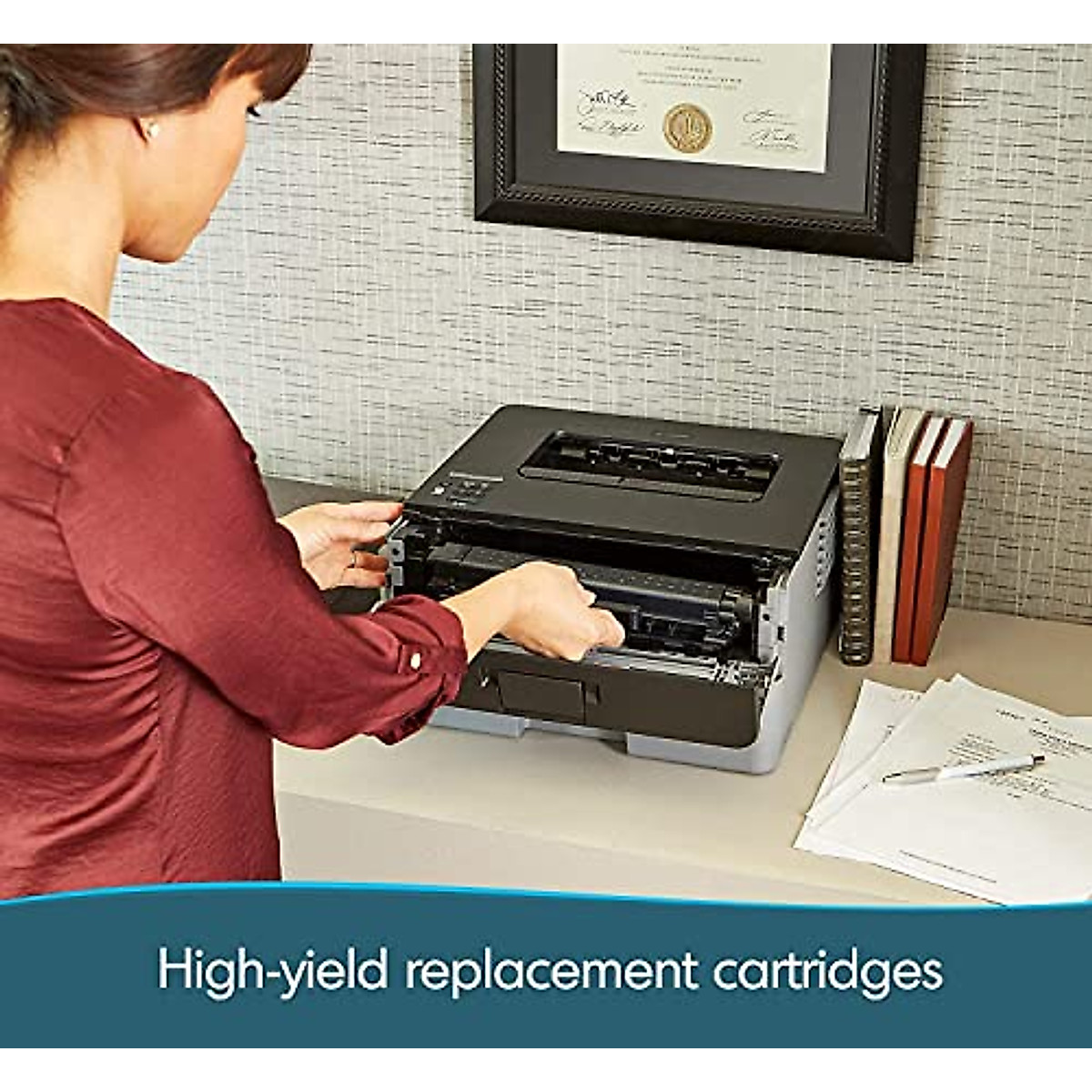 Brother HL-L2350DW Series Compact Wireless Monochrome Laser Printer - Auto 2-Sided Printing - Up to 32 Pages/min -WULIC Printer Cable + 64GB USB Flash Drive.