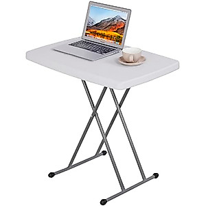 F2C 30-Inch Folding Table, Multi-Functional Personal Table,Portable and Adjustable Height for TV Trays, Laptop, Sewing,Ideal for Small Spaces,Camping Picnic Party Table On-The-Go Needs, White