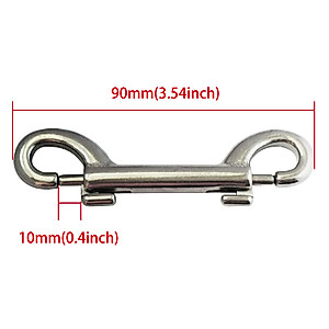 2-Pack 316 Stainless Steel Double Ended Bolt Snap Hook 3-1/2'' Double End Bolt Snaps Hooks Scuba Diving Clips Marine Grade for Water Bucket/Dog Leash/Pet Feed Bucket & Hammock/Horse Tack and More
