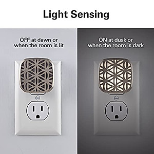 Lights by Night Decorative LED Night Light, Brushed Nickel Flower Design, Plug-in, Dusk to Dawn Sensor, UL-Certified, Home Décor, Ideal for Bedroom, Bathroom, Kitchen, Hallway, 54744, 2 Pack
