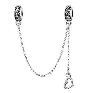 TGLS Women Celtic Knot Heart Love Safety Chain Charm Beads Compatible With Pandora Charms Bracelets